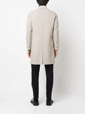 Eleventy Spread-collar Wool Coat - Neutrals