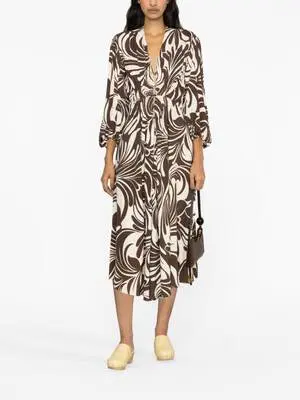 La DoubleJ Camerino Watermarble-print Maxi Dress - Brown