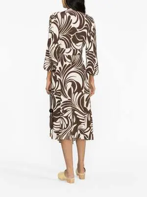 La DoubleJ Camerino Watermarble-print Maxi Dress - Brown