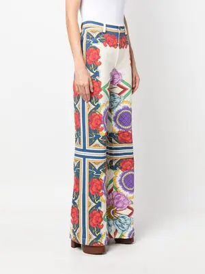 La DoubleJ Liberty-print Flared Jeans