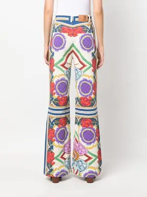 La DoubleJ Liberty-print Flared Jeans