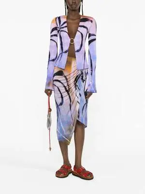 LOUISA BALLOU Asymmetric Printed Skirt - Purple