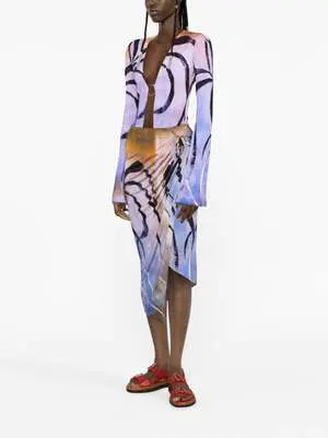 LOUISA BALLOU Asymmetric Printed Skirt - Purple