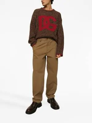 Dolce & Gabbana Straight-leg Cotton Trousers - Brown