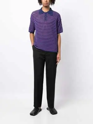 BODE Striped Open-knit Polo Shirt