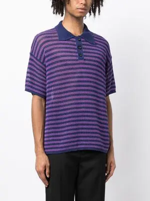 BODE Striped Open-knit Polo Shirt