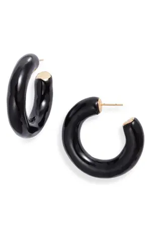 SHYMI SHYMI Large Enamel Hoop Earrings Black