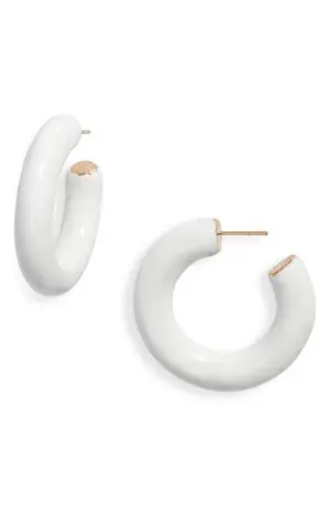 SHYMI Large Enamel Hoop Earrings - White