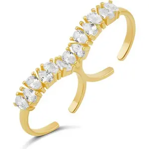 SHYMI Pear Cubic Zirconia Two-finger Ring - Gold