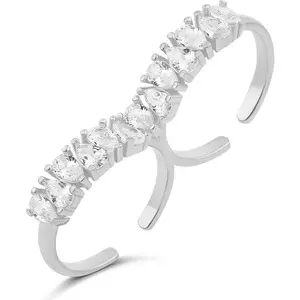 SHYMI Pear Cubic Zirconia Two-finger Ring - Silver