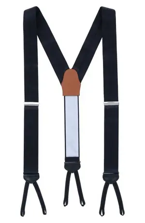 Trafalgar Herringbone Silk Suspenders - Black