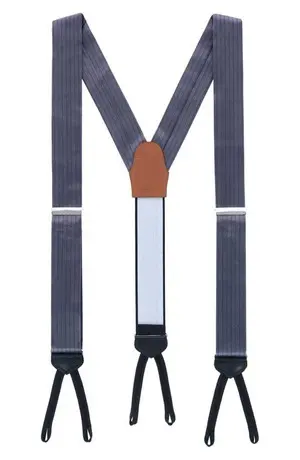 Trafalgar Herringbone Silk Suspenders - Pewter