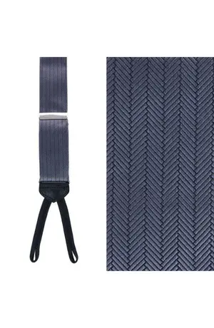 Trafalgar Herringbone Silk Suspenders - Pewter