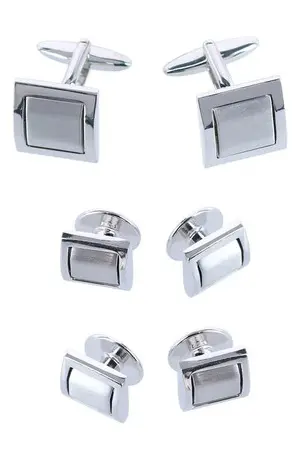 TRAFALGAR The Plaza Square Cuff Link & Stud Set