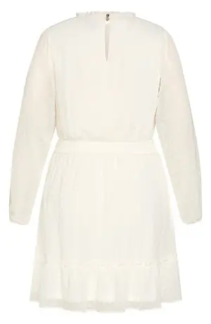 City Chic Dobby Long Sleeve Tiered Dress