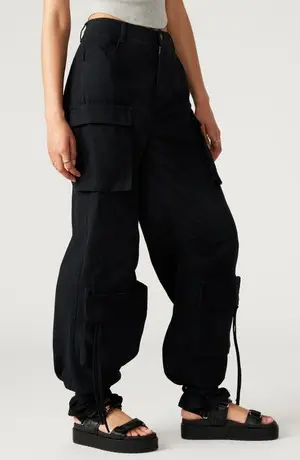 Steve Madden Duo Wide Leg Cargo Pants - Black