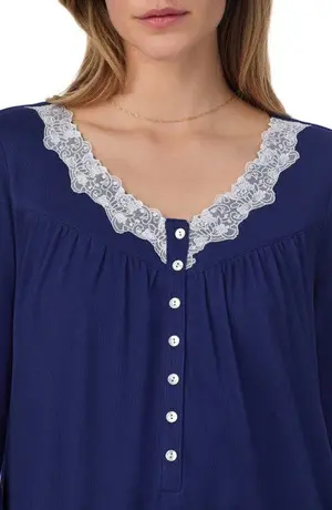Eileen West Long Sleeve Ballet Nightgown - Navy
