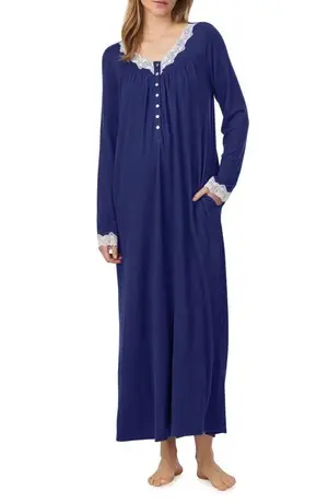 Eileen West Long Sleeve Ballet Nightgown - Navy