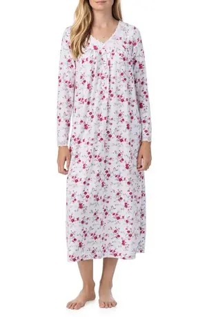 Eileen West Long Sleeve Ballet Nightgown Rose Prt