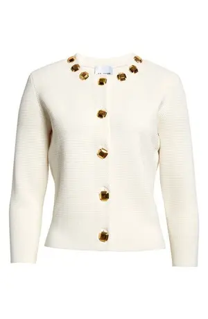 St. John Studded Piqué Knit Cardigan