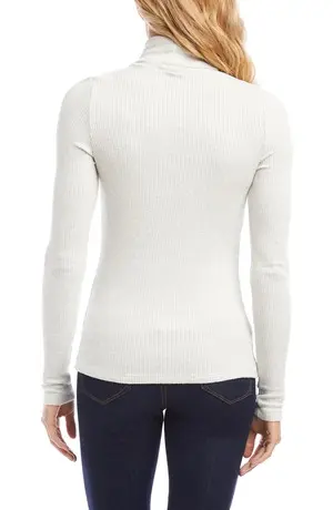 Fifteen Twenty Ribbed Turtleneck Top - Heather