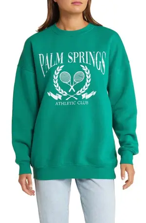 Bp. Oversized Graphic Crewneck Sweatshirt - Green Jade