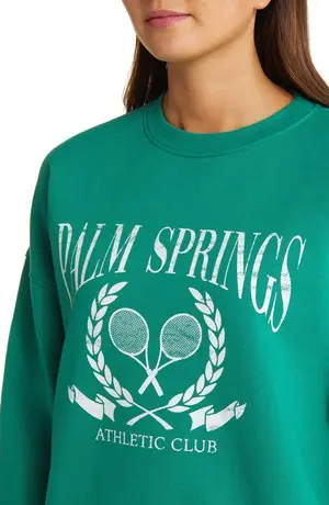 Bp. Oversized Graphic Crewneck Sweatshirt - Green Jade