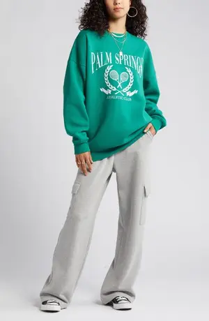 Bp. Oversized Graphic Crewneck Sweatshirt - Green Jade