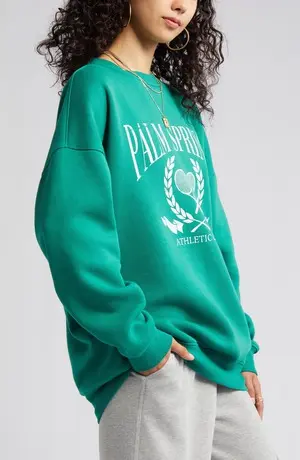 Bp. Oversized Graphic Crewneck Sweatshirt - Green Jade