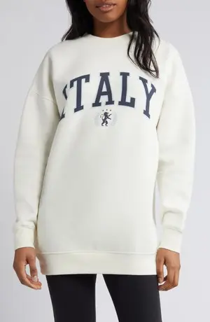 Bp. BP. Oversized Graphic Crewneck Sweatshirt Ivory- Italy