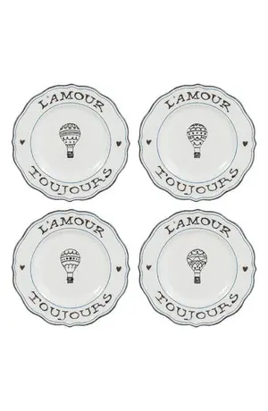 JULISKA Set Of 4 L'amour Toujours Dessert/salad Plates Whitewash Black