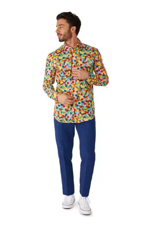 Opposuits Confetteroni Stretch Button-up Shirt - Red/green/blue/yellow Multi