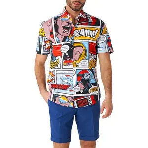 Opposuits Danger Days Stretch Short Sleeve Button-up Shirt - Red/blue Multi