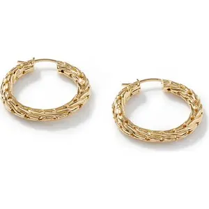 John Hardy Carved Chain Hoop Earrings - Gold