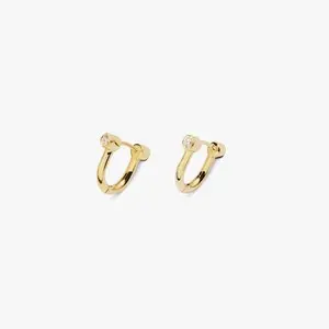 Shinola Diamond Bike Lock Huggie Earrings - 14k Gold