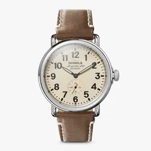 Shinola 41mm Runwell Watch With Leather Strap - Cream