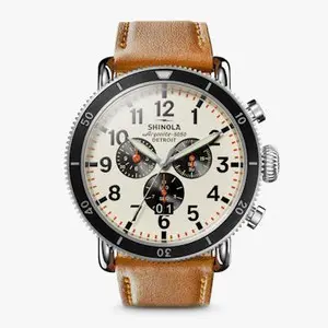 Shinola Chrono Watch With Leather Strap - Cream
