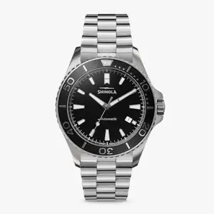 Shinola Automatic Diver Watch With Stainless Steel Bracelet 43mm - Black