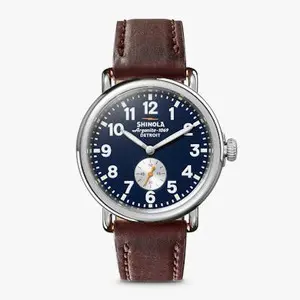Shinola 41mm Runwell Watch With Leather Strap - Blue
