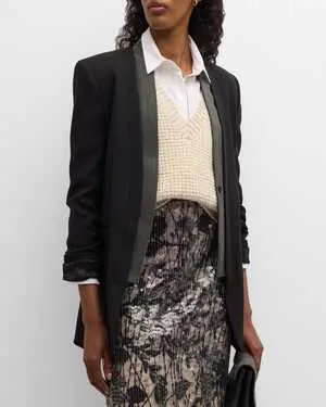 Brunello Cucinelli Monili Trim Wool Crepe Jacket - C101 Black