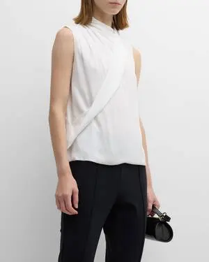 Giorgio Armani Silk Cross-front Blouse Solid White