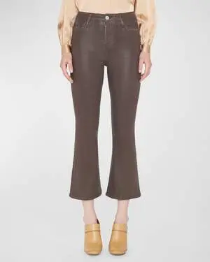 FRAME Le Crop Flare Coated Jeans - Espresso Coated