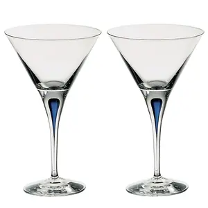 ORREFORS Intermezzo Blue Set Of 2 Martini Glasses - No Color