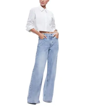 Alice + Olivia Cropped Button-down Shirt