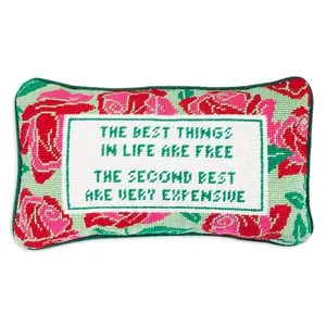 FURBISH Best Things In Life Are Free Needlepoint Decorative Pillow - Multi