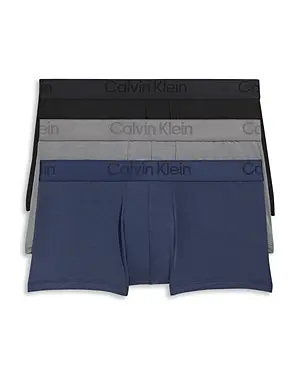 Calvin Klein Stretch Low Rise Trunks, Pack Of 3 Black/blue Shadow/grey Sky