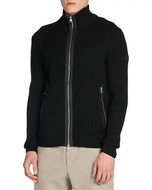 Moncler Zip-up Jacket With Leather Trim