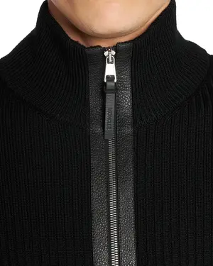 Moncler Zip-up Jacket With Leather Trim