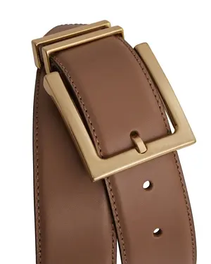REISS Brompton Angular Leather Belt - Brown