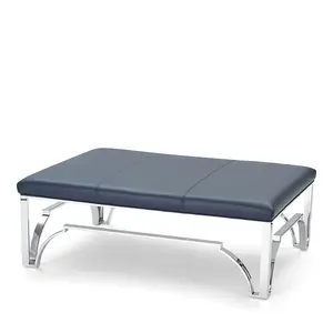 MASSOUD Hutchins Chrome Ottoman - Tribeca Indigo